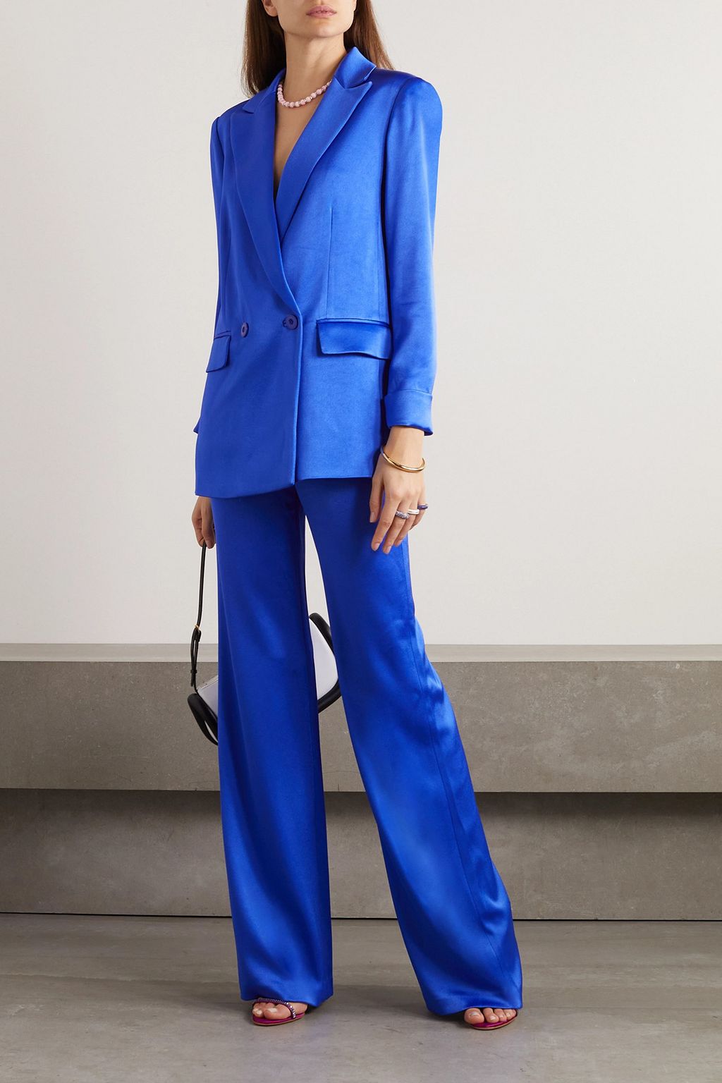 ALICE + OLIVIA Justin double-breasted satin blazer | THE OUTNET