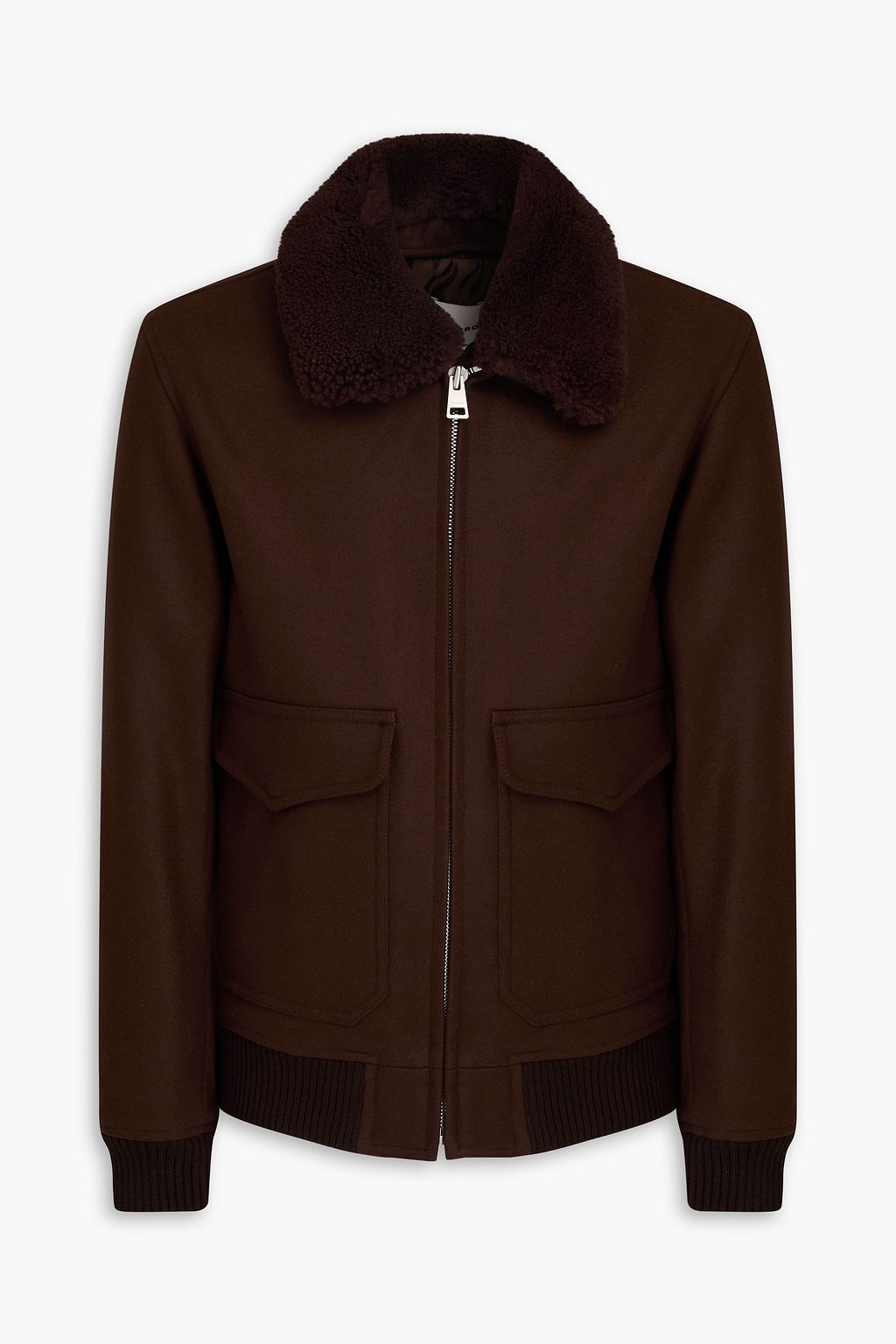 SANDRO Shearling-trimmed wool-blend felt bomber jacket | THE OUTNET