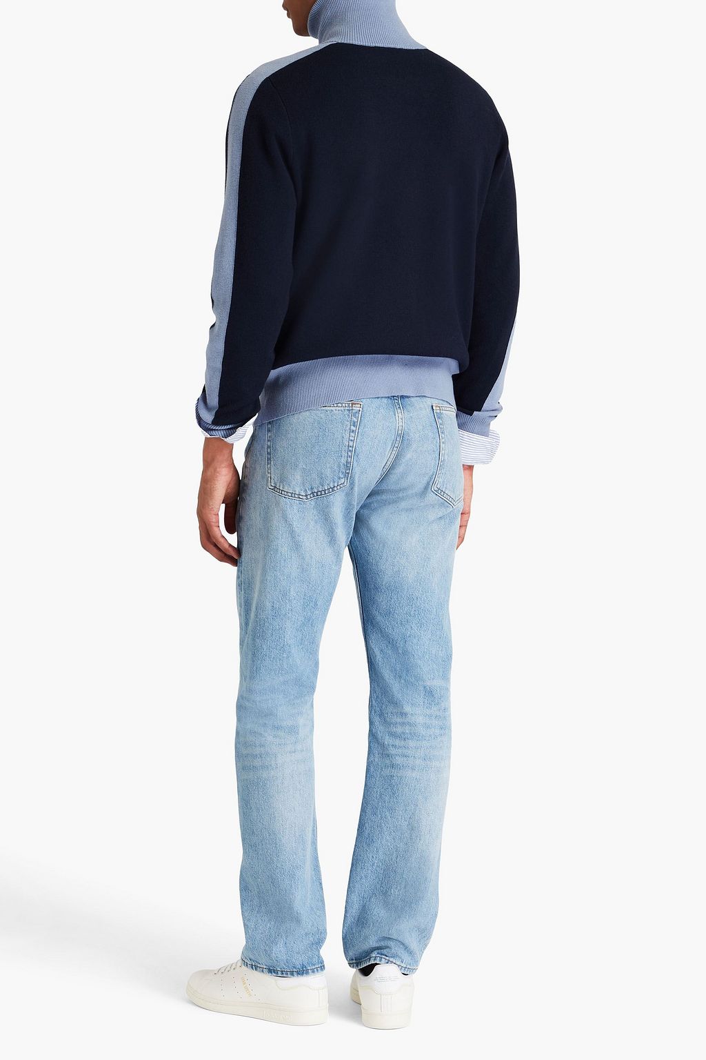 SANDRO Two-tone knitted zip-up sweater | THE OUTNET