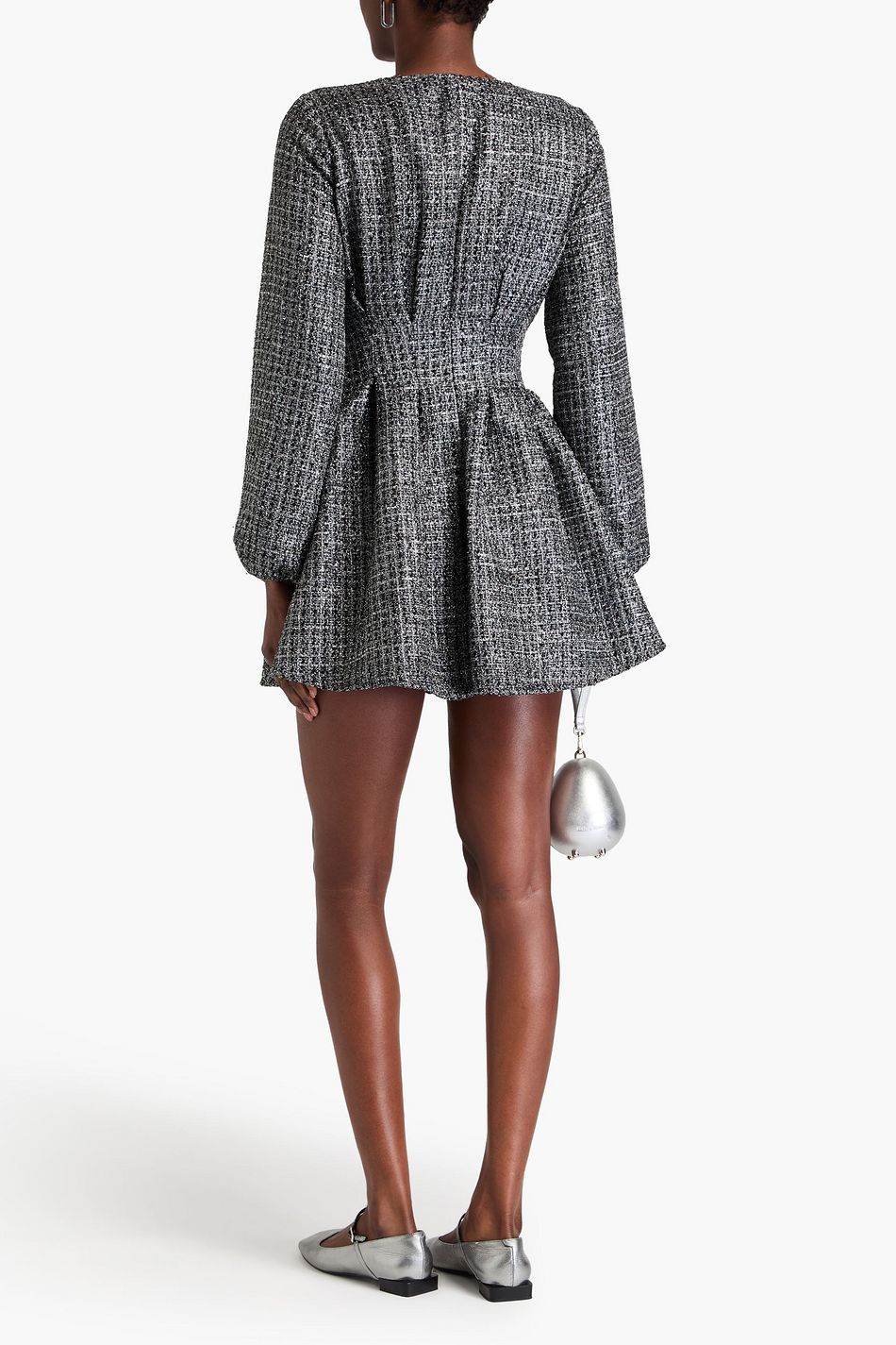 MAJE Pleated metallic tweed mini dress | THE OUTNET