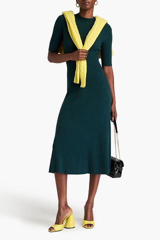MAJE Cutout ribbed-knit midi dress | THE OUTNET