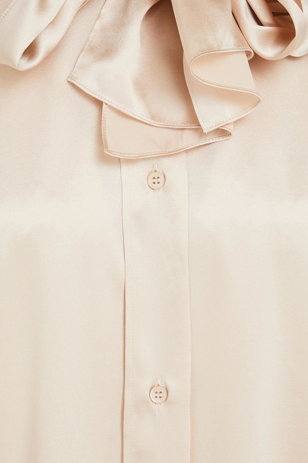 Gentryportofino Pussy Bow Silk Organza Paneled Stretch Silk Satin