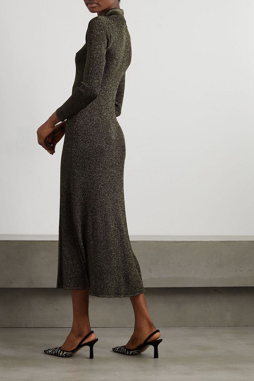 CEFINN Giselle metallic ribbed stretch-lurex midi dress | THE OUTNET