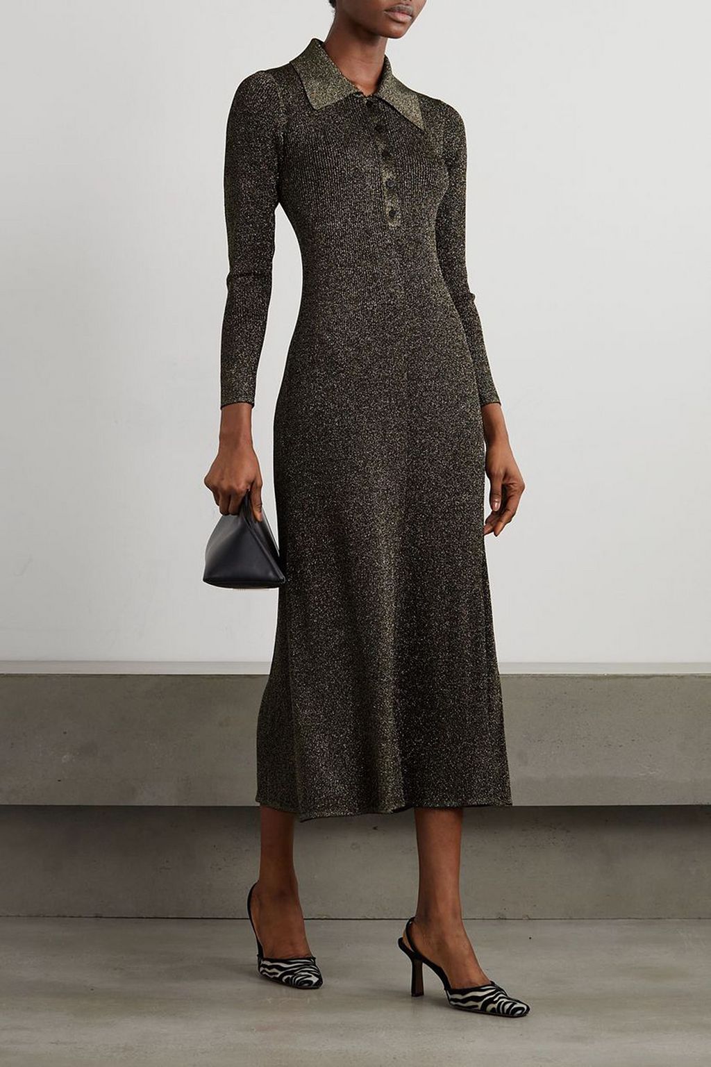 CEFINN Giselle metallic ribbed stretch-lurex midi dress | THE OUTNET