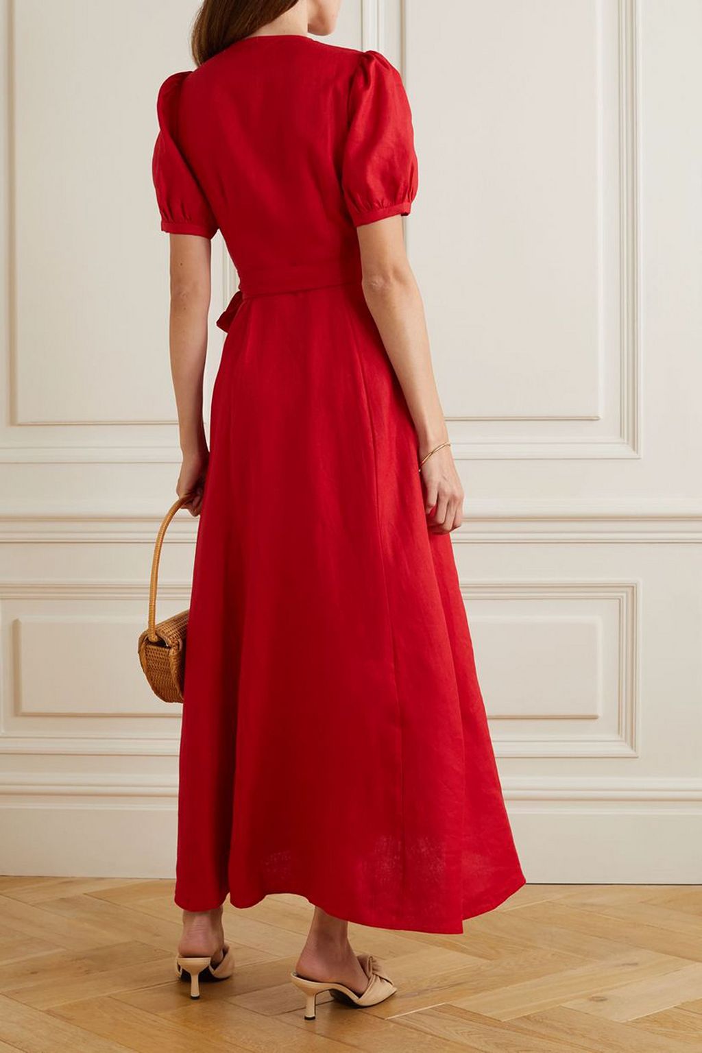 REFORMATION Weiss linen midi wrap dress | THE OUTNET