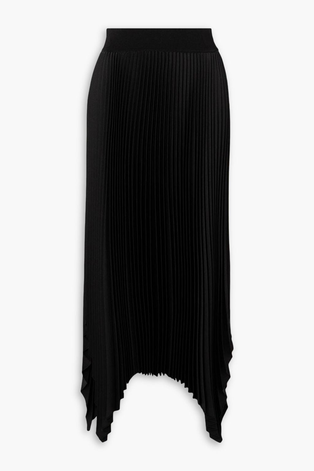 JOSEPH Ade asymmetric plissé-satin midi skirt | THE OUTNET