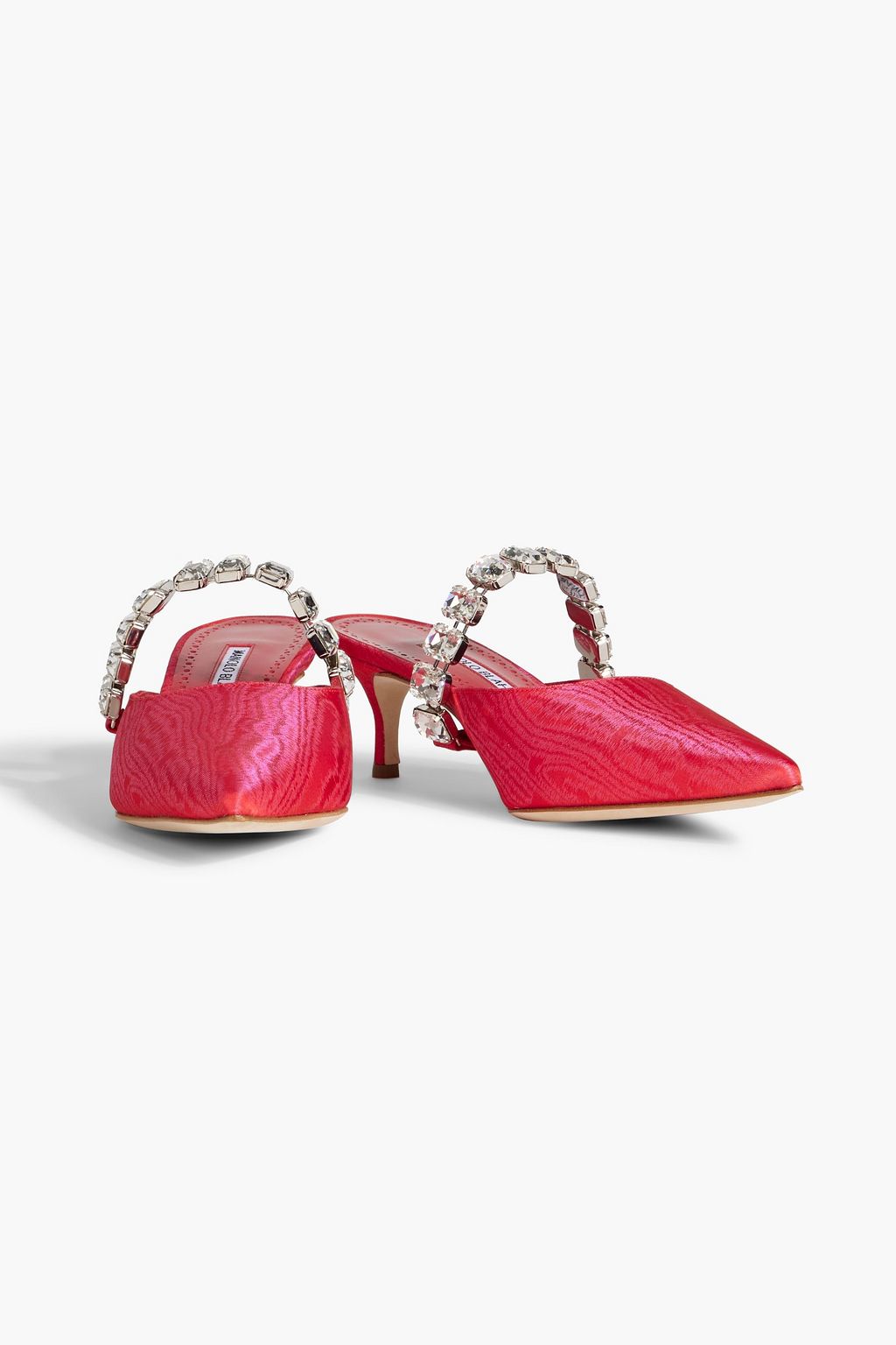 MANOLO BLAHNIK Humibamu crystal-embellished moire mules | THE OUTNET
