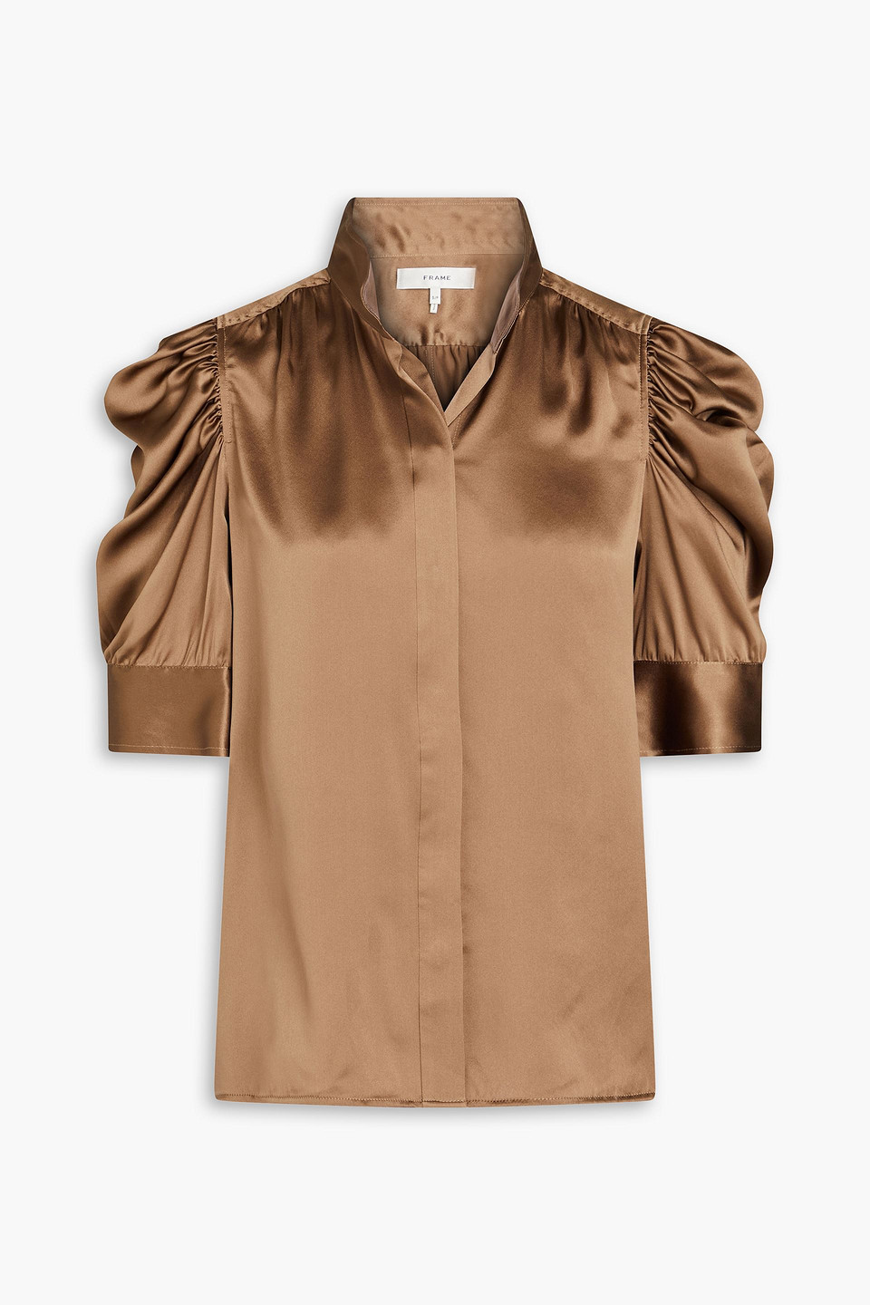 Frame Gillian Silk-satin Shirt In Light Brown | ModeSens
