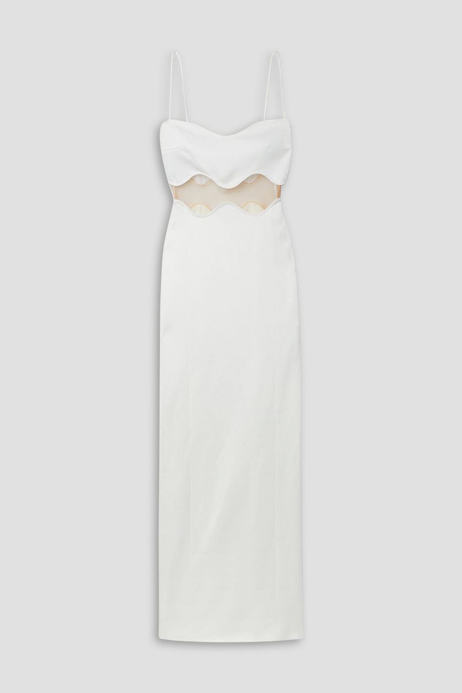 GALVAN LONDON Isola Bella mesh-paneled knitted maxi dress | THE OUTNET