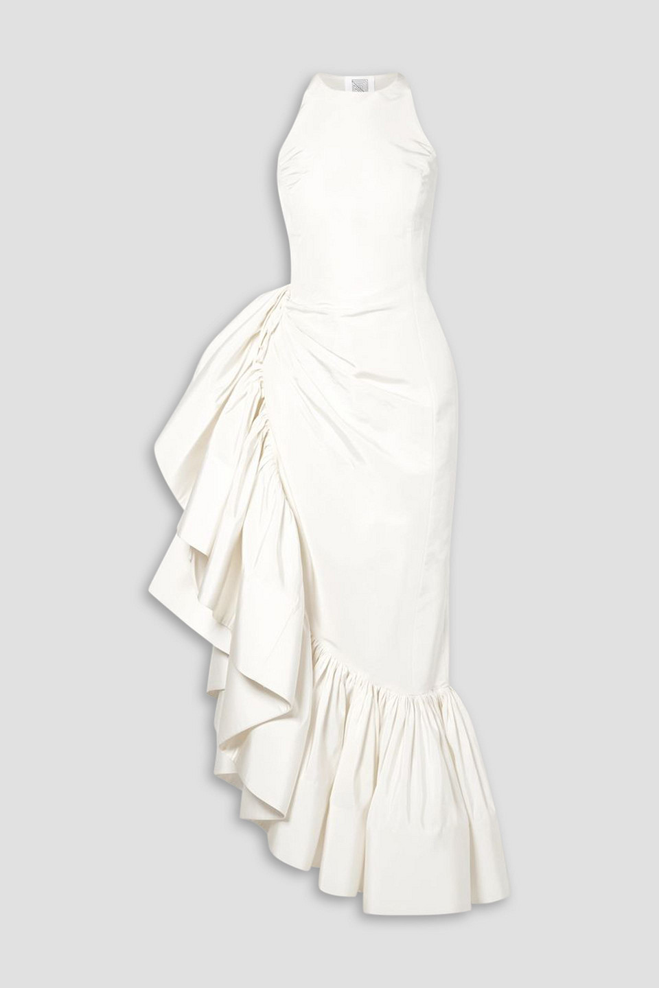 Rosie Assoulin Whoopsy Daisy Asymmetric Ruffled Silk-charmeuse Gown In ...