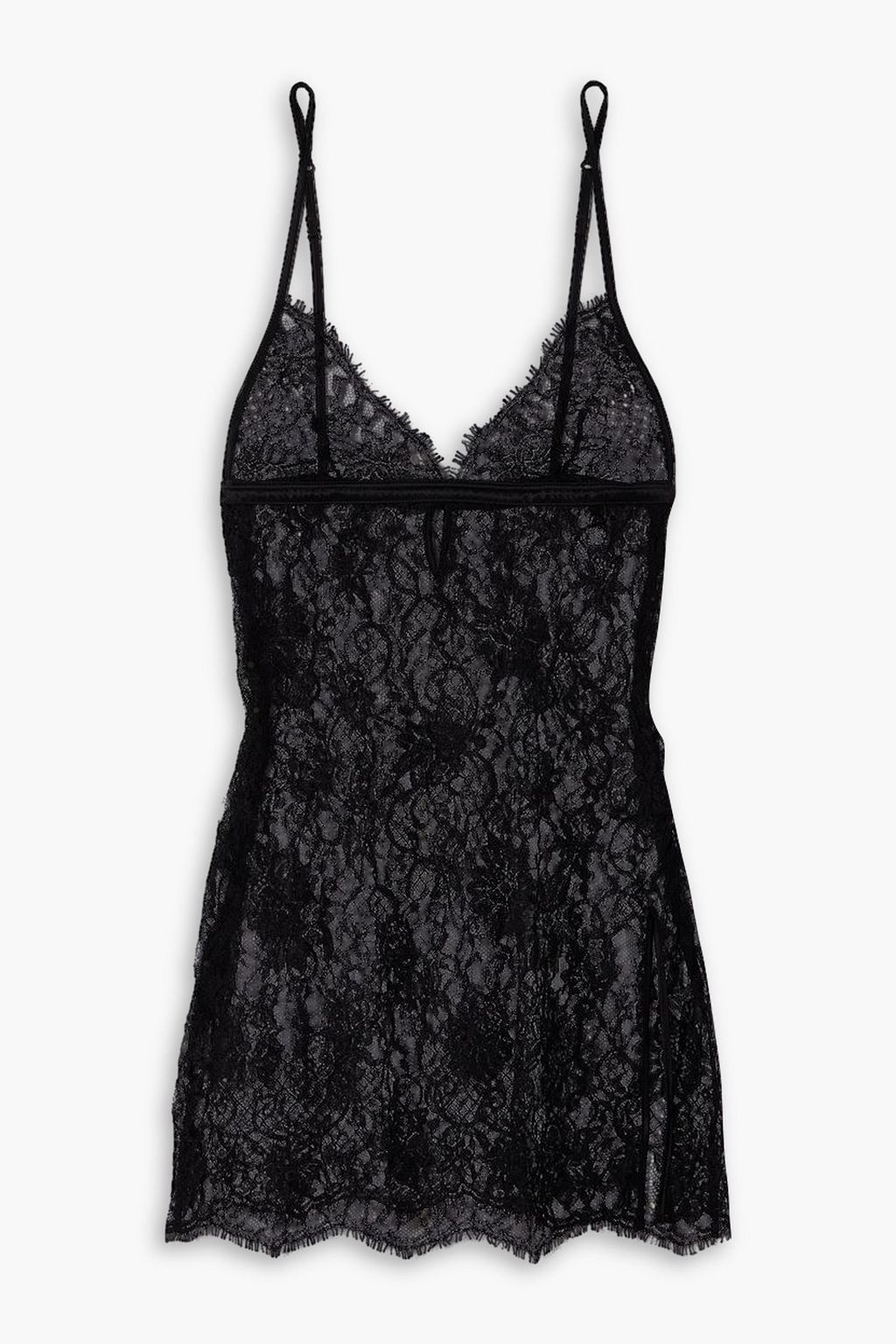 COCO DE MER LONDON Hera satin-trimmed Leavers lace chemise | THE OUTNET