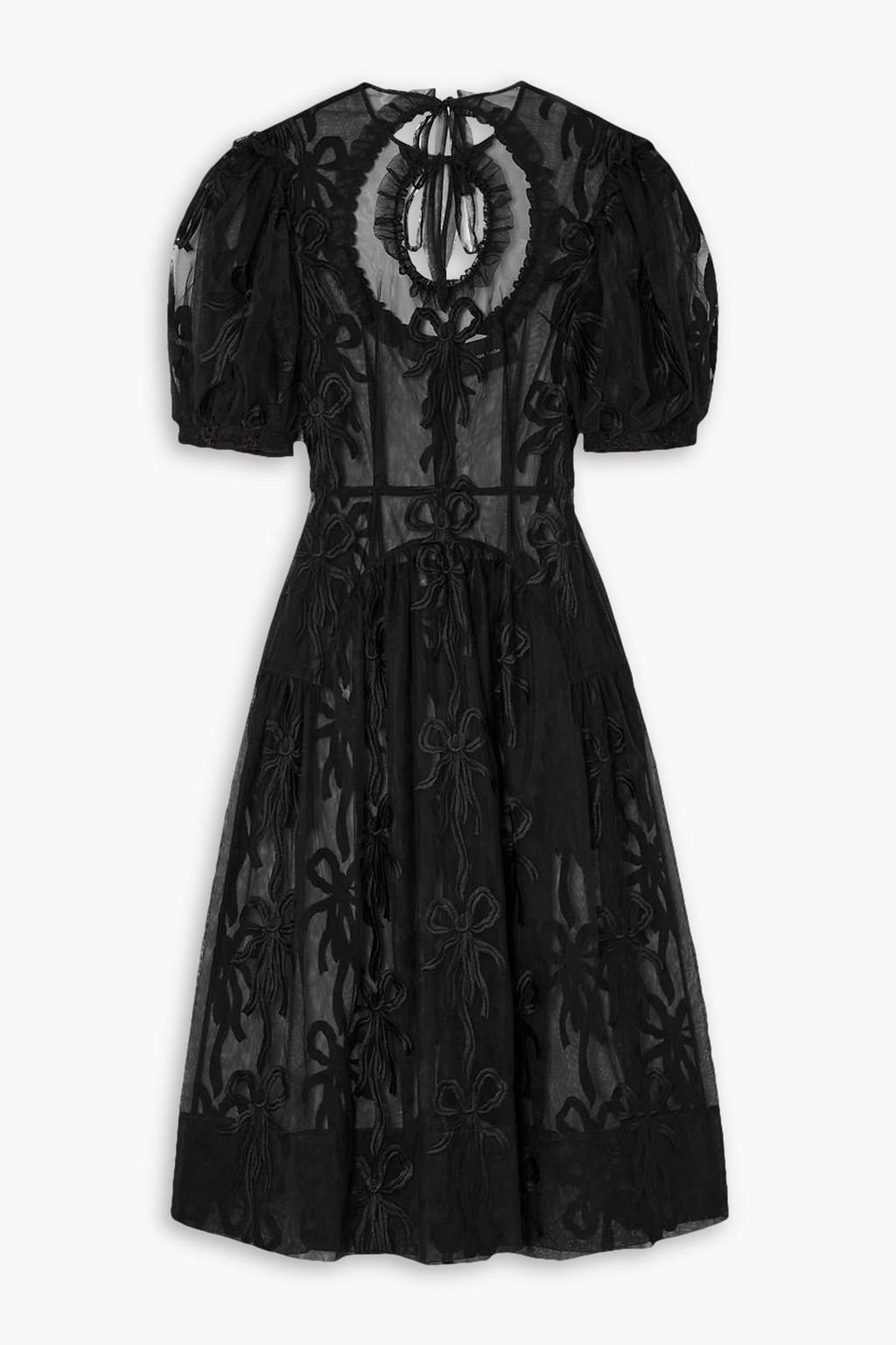 SIMONE ROCHA Bow-detailed cutout lace-trimmed voile midi dress | THE OUTNET