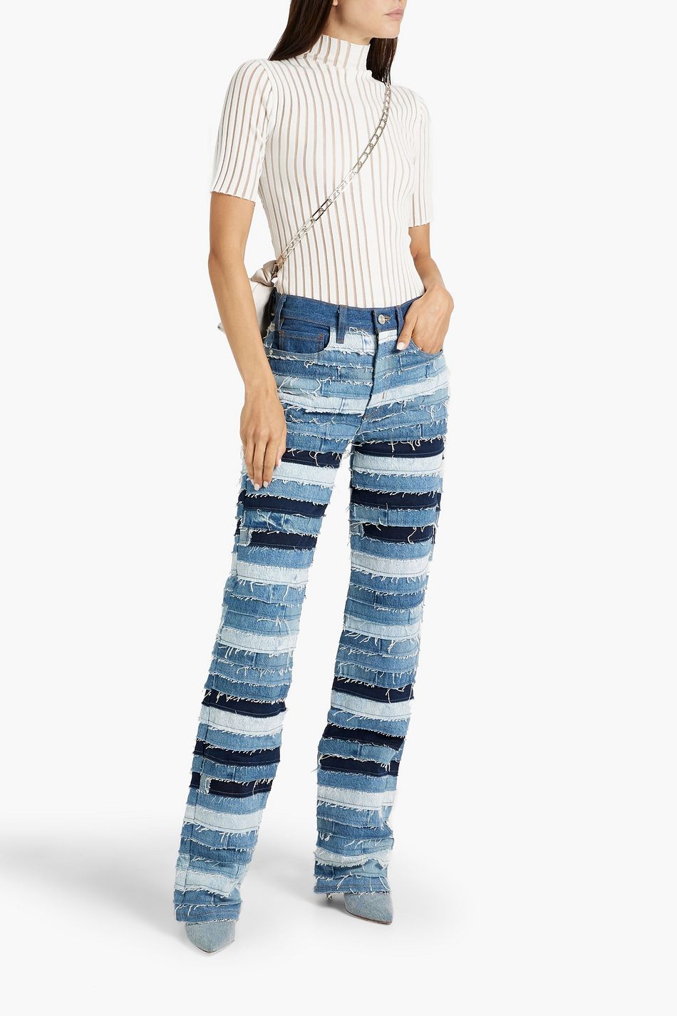 FRAME Le Jane Atelier patchwork high-rise straight-leg jeans | THE OUTNET