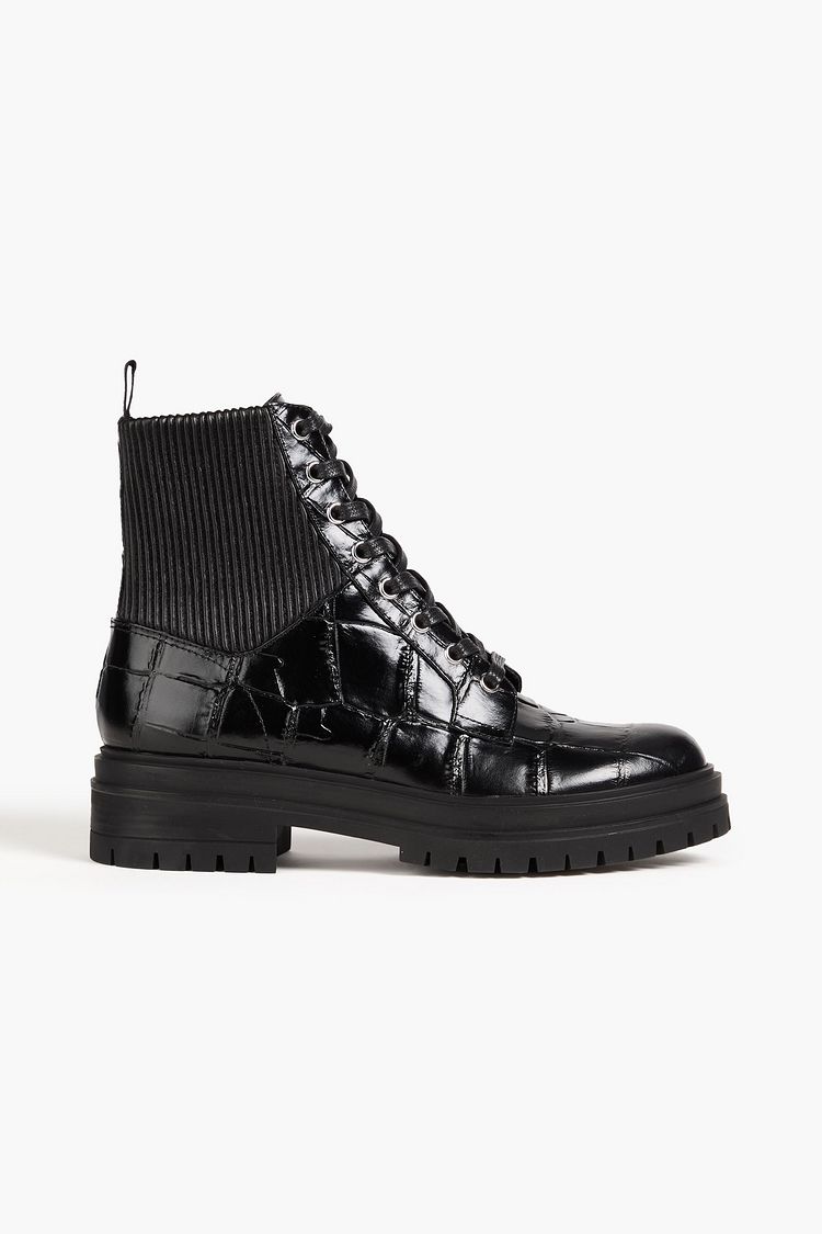 GIANVITO ROSSI Martis 20 croc-effect leather combat boots | THE OUTNET