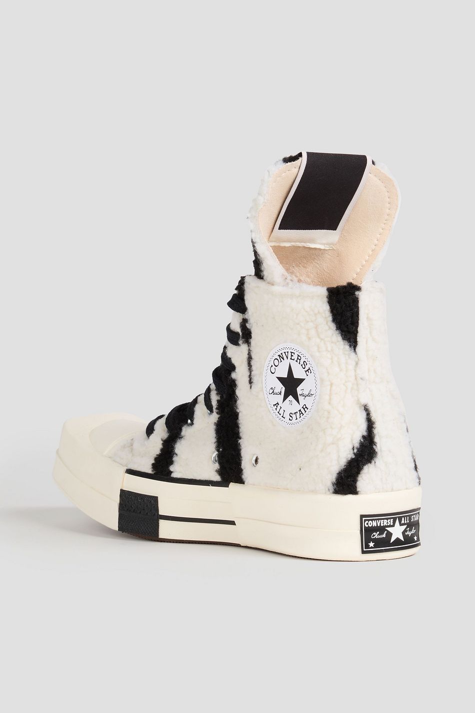 CONVERSE X DRKSHDW Turbodrk zebra-print plush high-top sneakers | THE ...