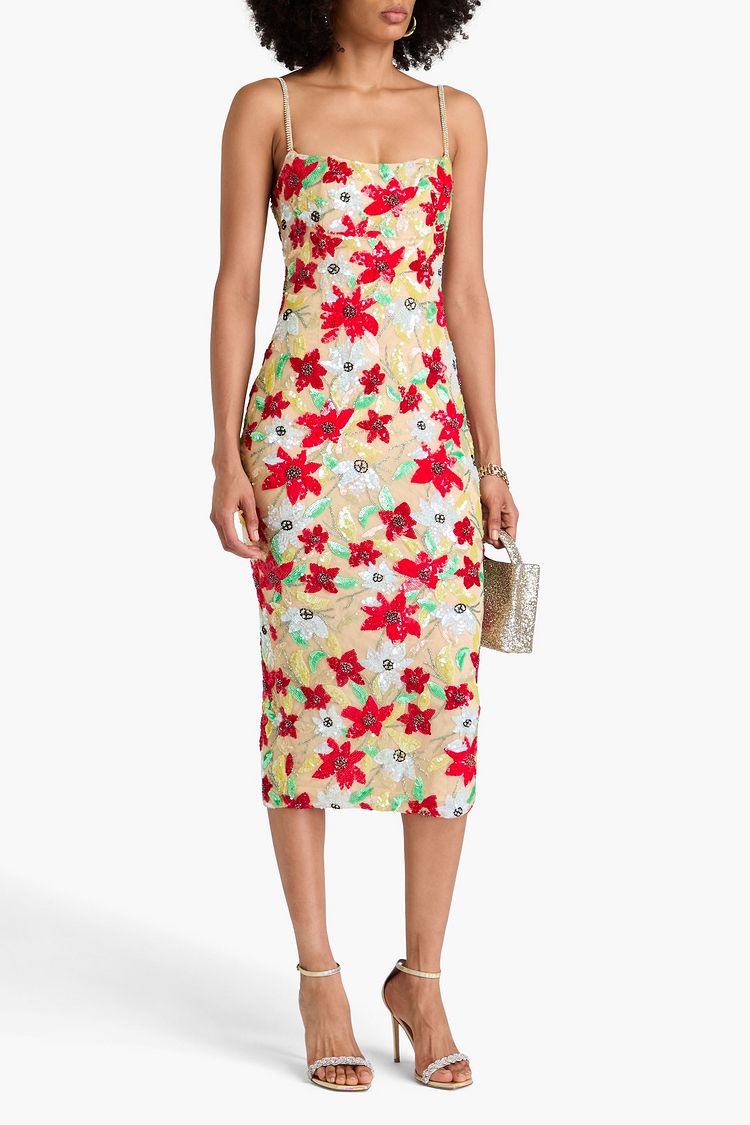 RACHEL GILBERT Thea embellished tulle midi dress | THE OUTNET