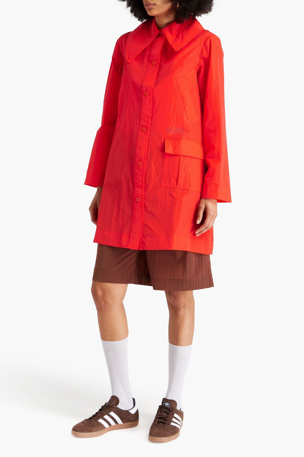 GANNI Printed ripstop rain coat | THE OUTNET