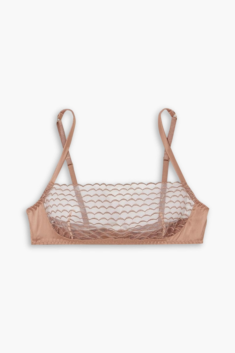 Coco De Mer London Talia Satin-trimmed Embroidered Tulle Bra In Neutral ...