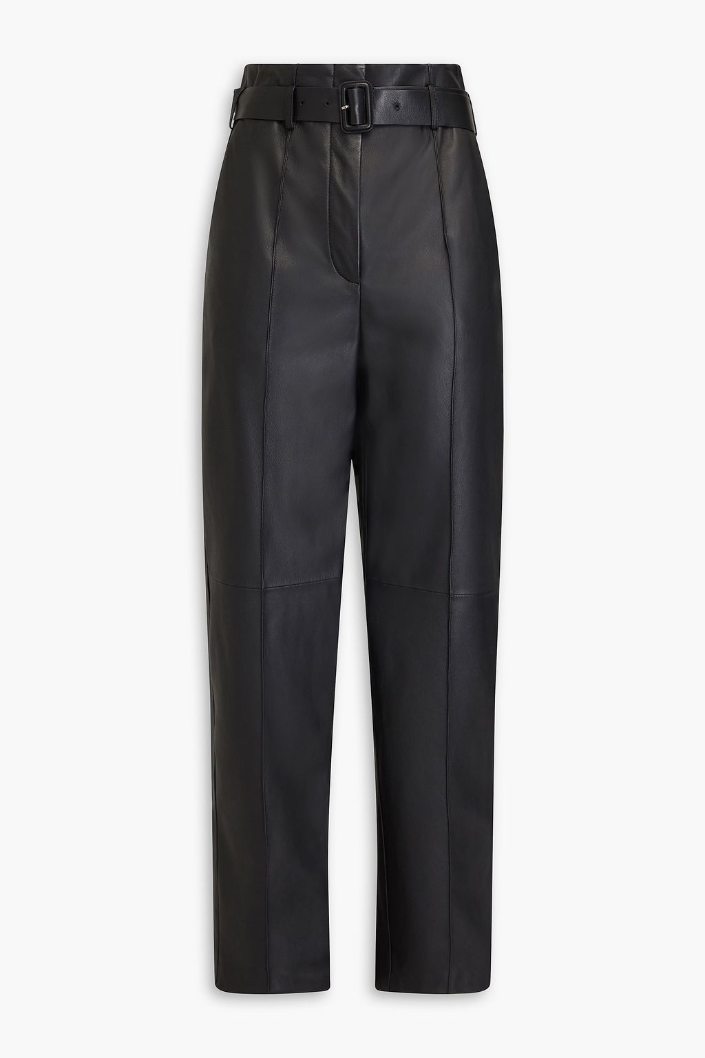 Belted leather tapered pants black IT 38