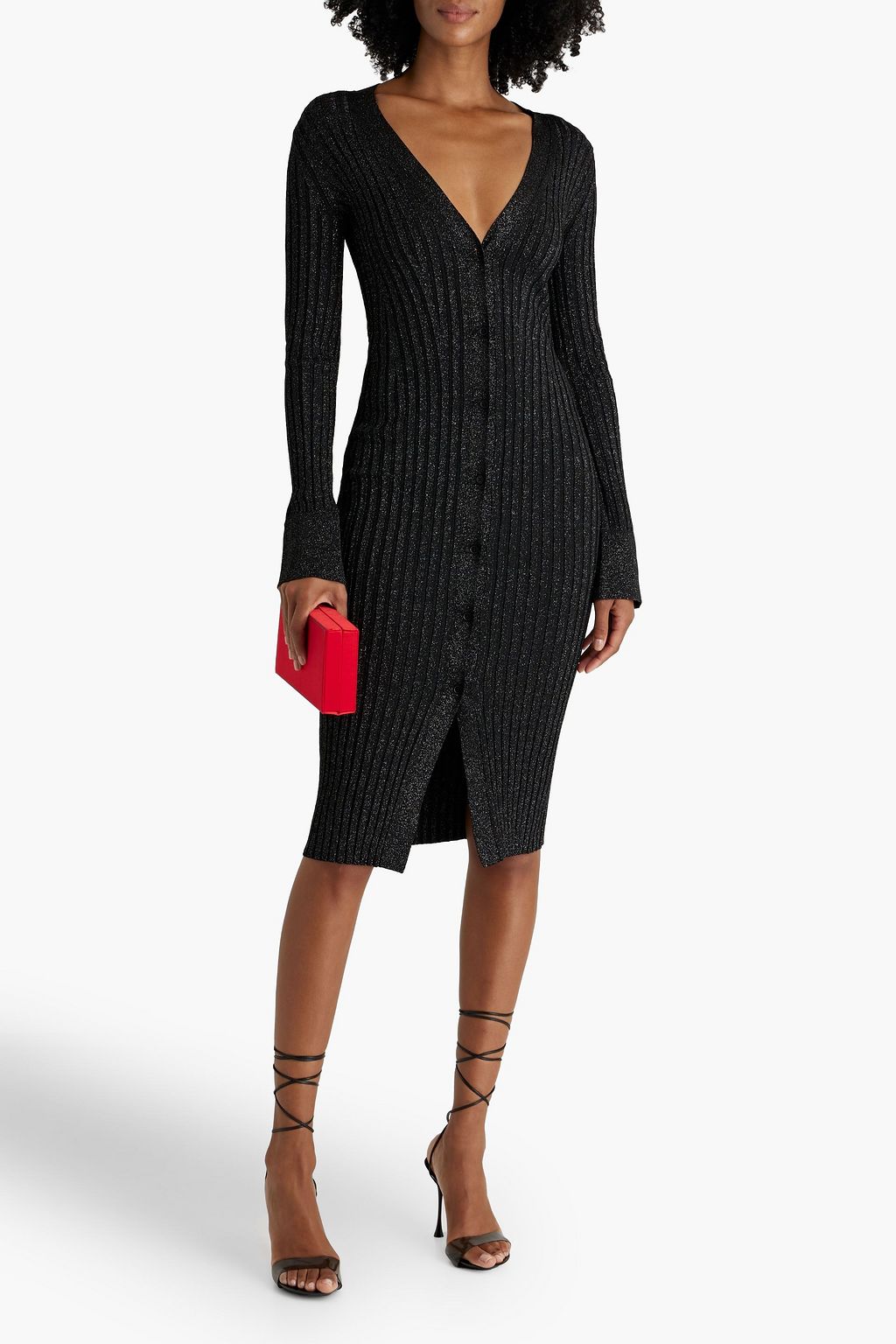 GALVAN LONDON Rhea metallic ribbed-knit dress | THE OUTNET