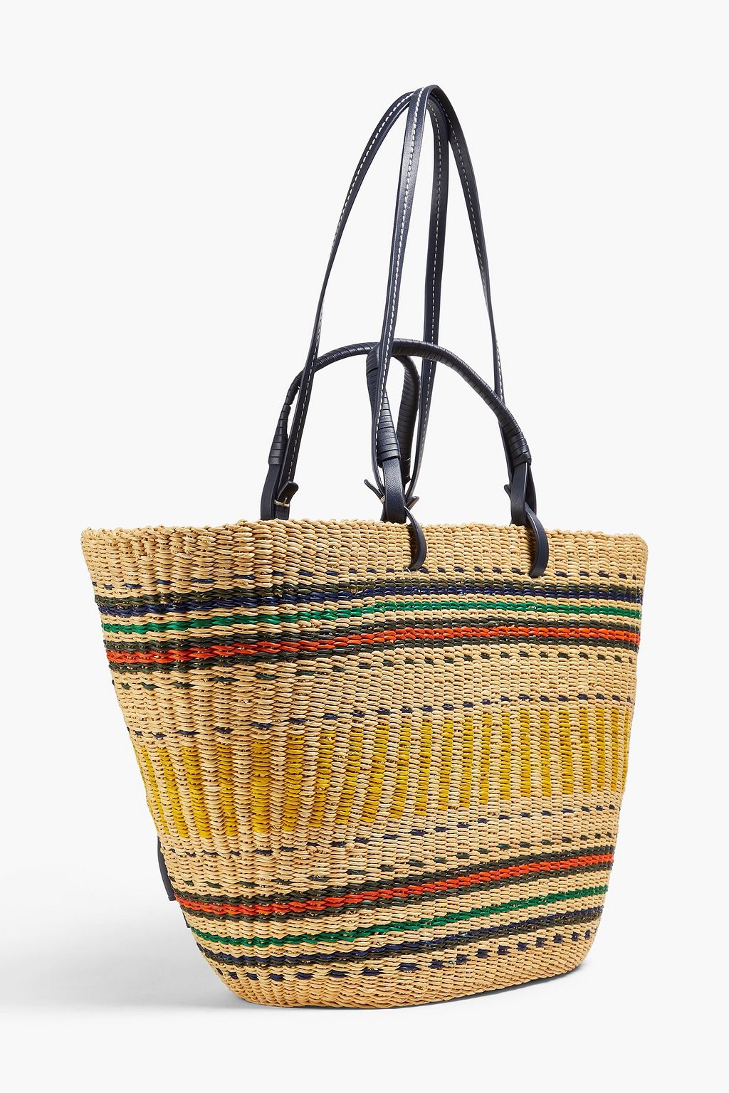 TORY BURCH Ella striped straw leather tote | THE OUTNET