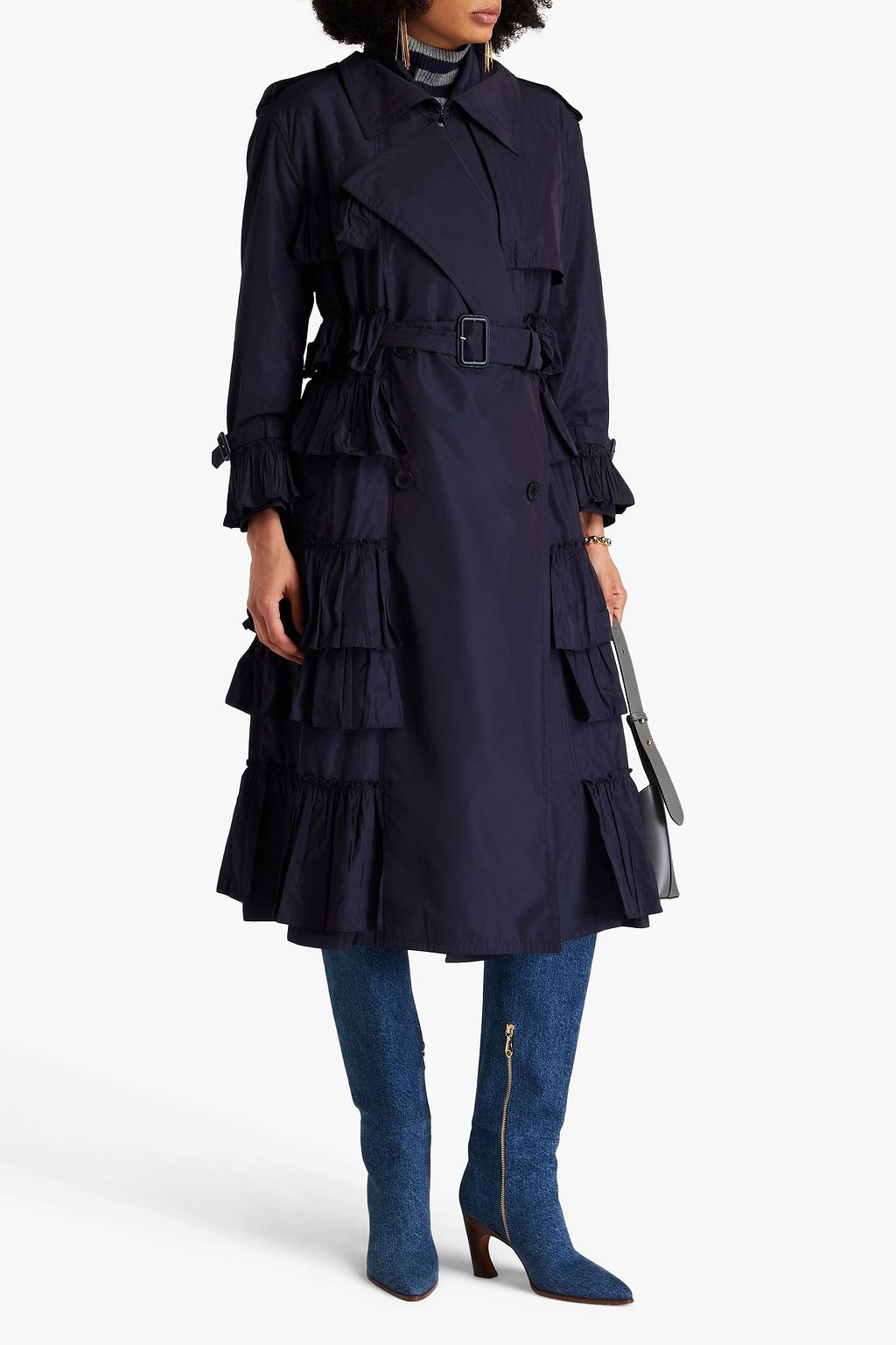VALENTINO GARAVANI Belted shell trench coat | THE OUTNET