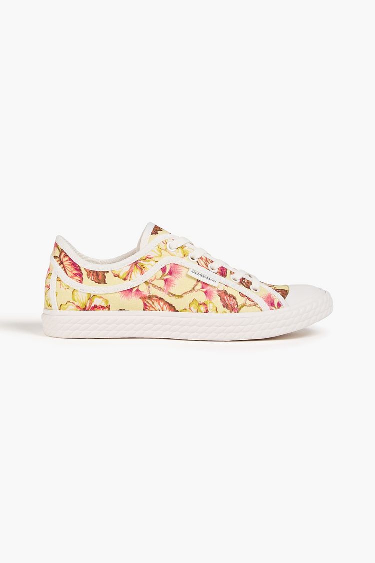 ZIMMERMANN Floral-print linen sneakers | THE OUTNET