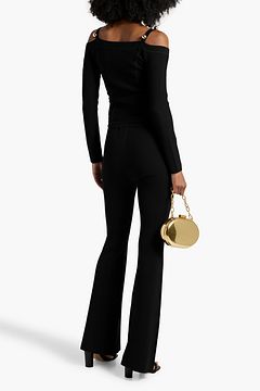 NICHOLAS Chain-trimmed ribbed-knit flared pants | THE OUTNET