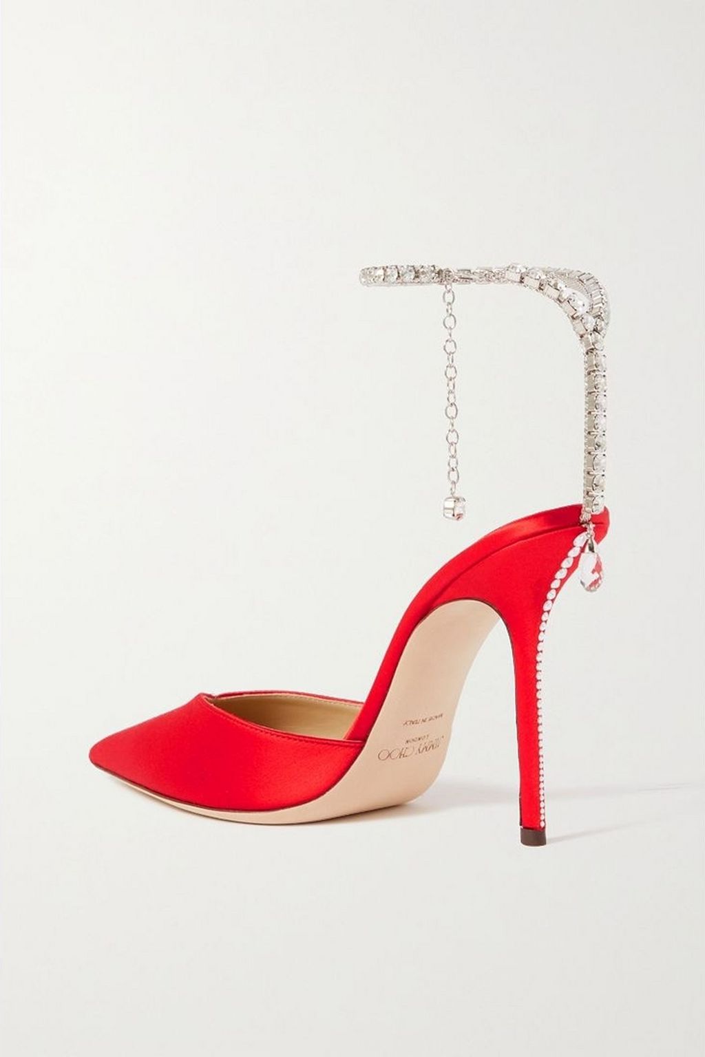 JIMMY CHOO Saeda 100 crystal-embellished satin pumps | THE OUTNET