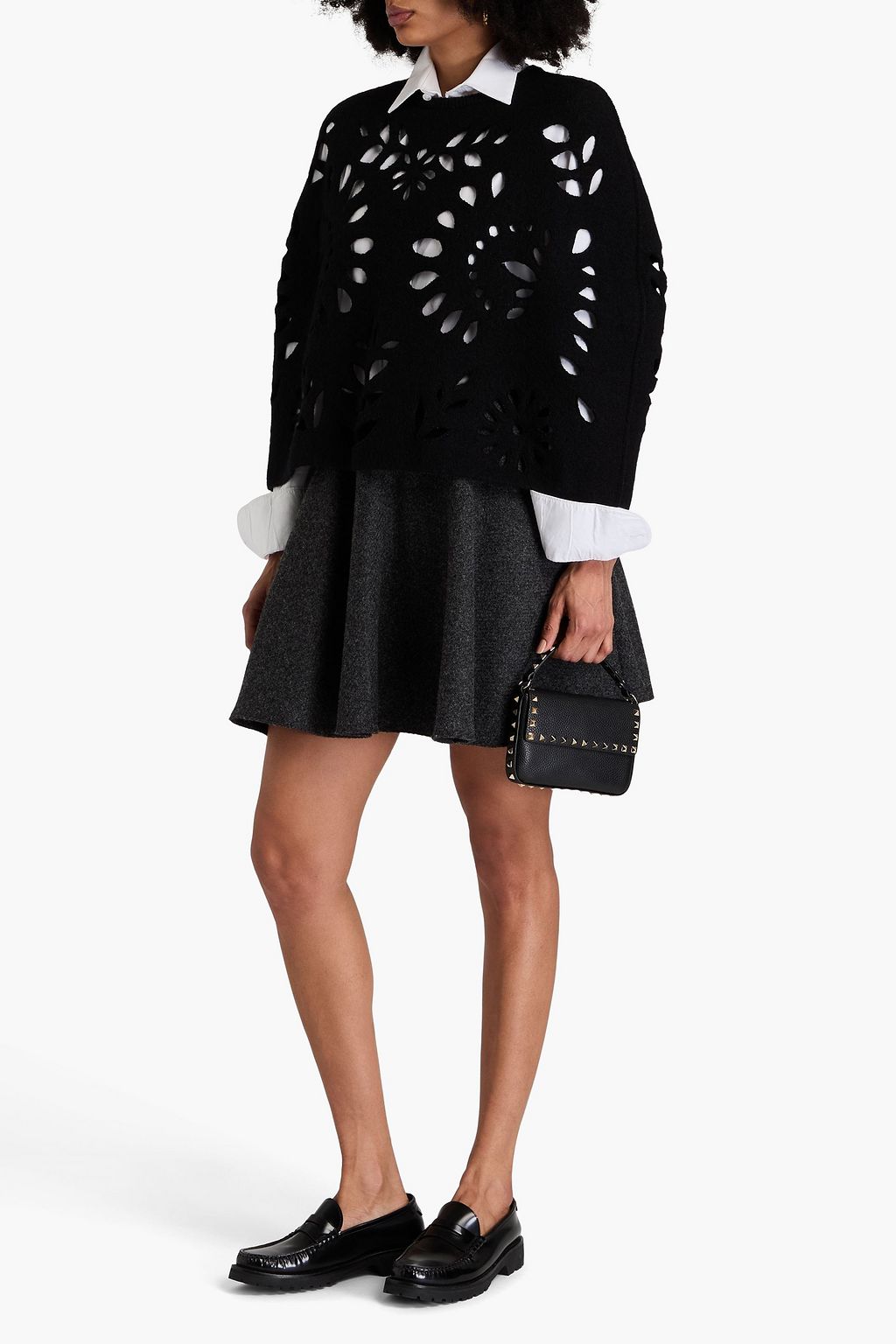 VALENTINO GARAVANI Laser-cut wool poncho | THE OUTNET