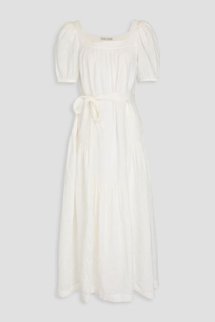 SALONI Yashi tiered linen maxi dress | THE OUTNET