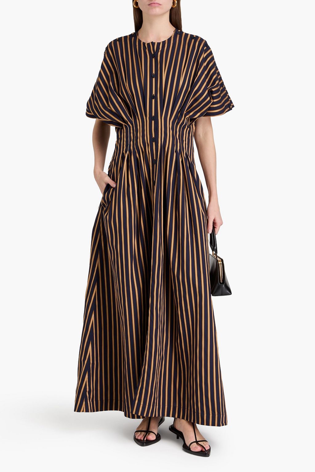 PALMER//HARDING Exhale striped cotton-poplin maxi dress | THE OUTNET