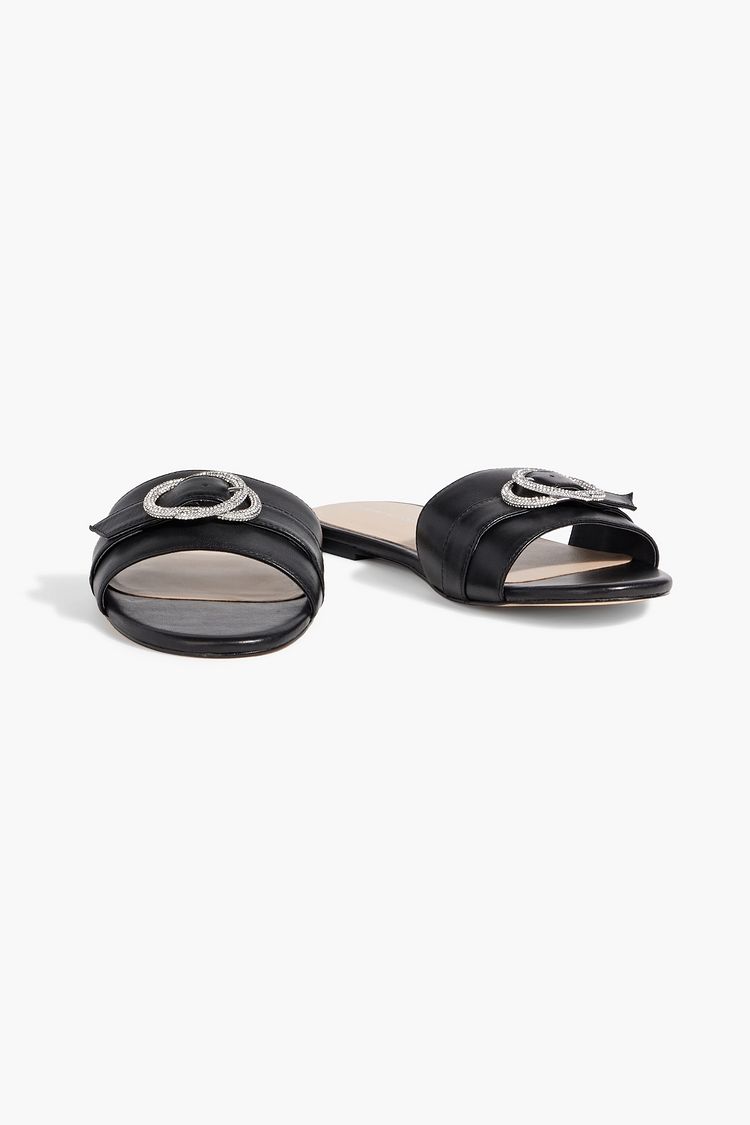STUART WEITZMAN Crystal-embellished leather slides | THE OUTNET