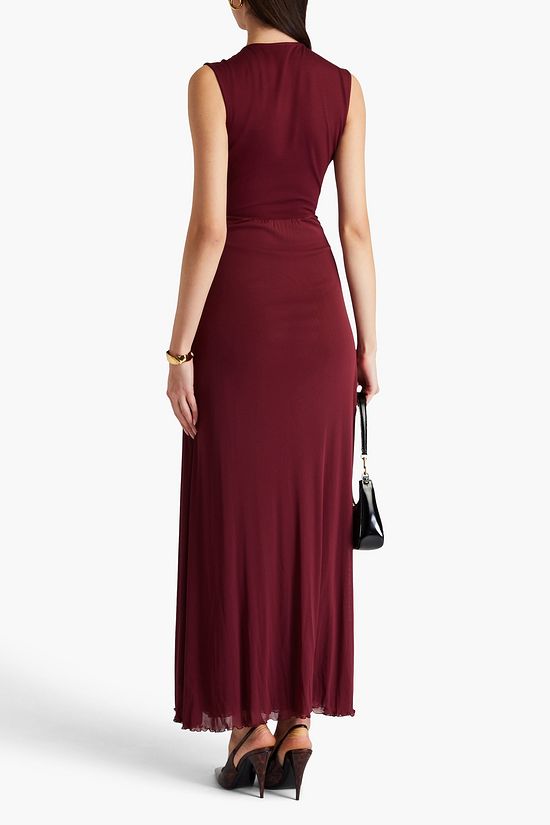 DIANE VON FURSTENBERG Marika ruched stretch-mesh maxi dress | THE OUTNET