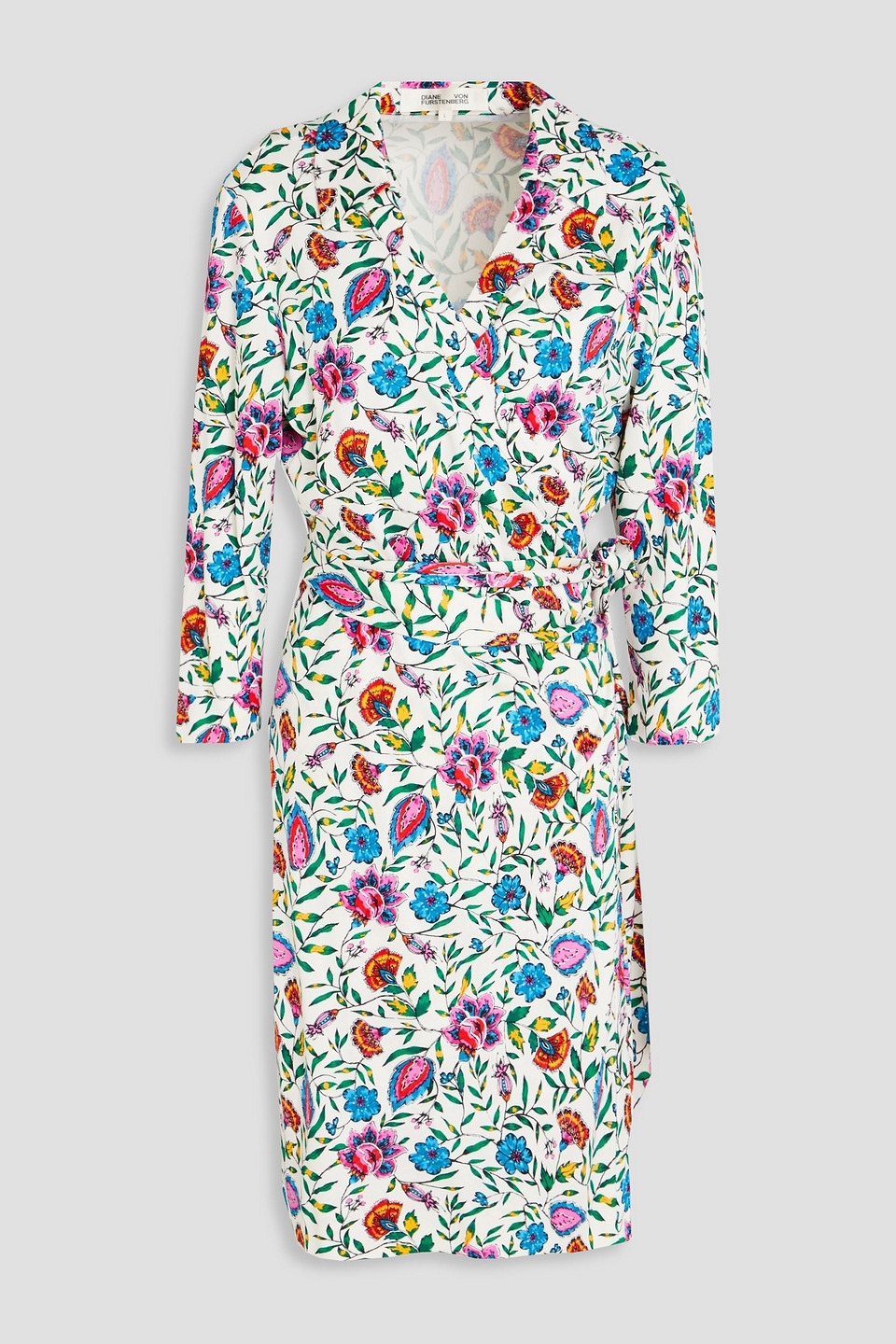 Diane Von Furstenberg New Jeanne Floral-print Silk-jersey Wrap Dress In Off-white | ModeSens