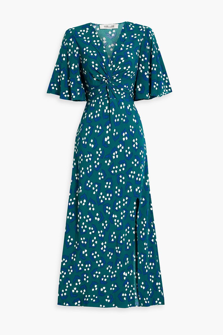 DIANE VON FURSTENBERG Bessie twisted printed crepe midi dress | THE OUTNET