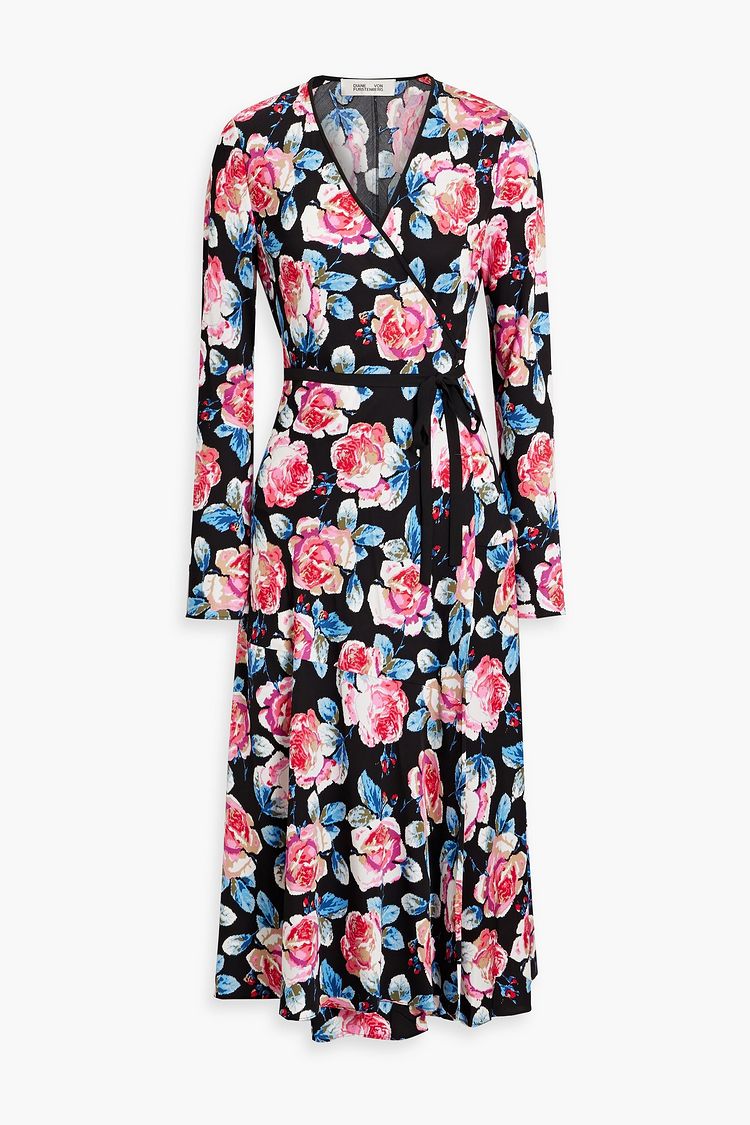 DIANE VON FURSTENBERG Anika floral-print EcoVero™-blend jersey midi wrap dress | THE OUTNET