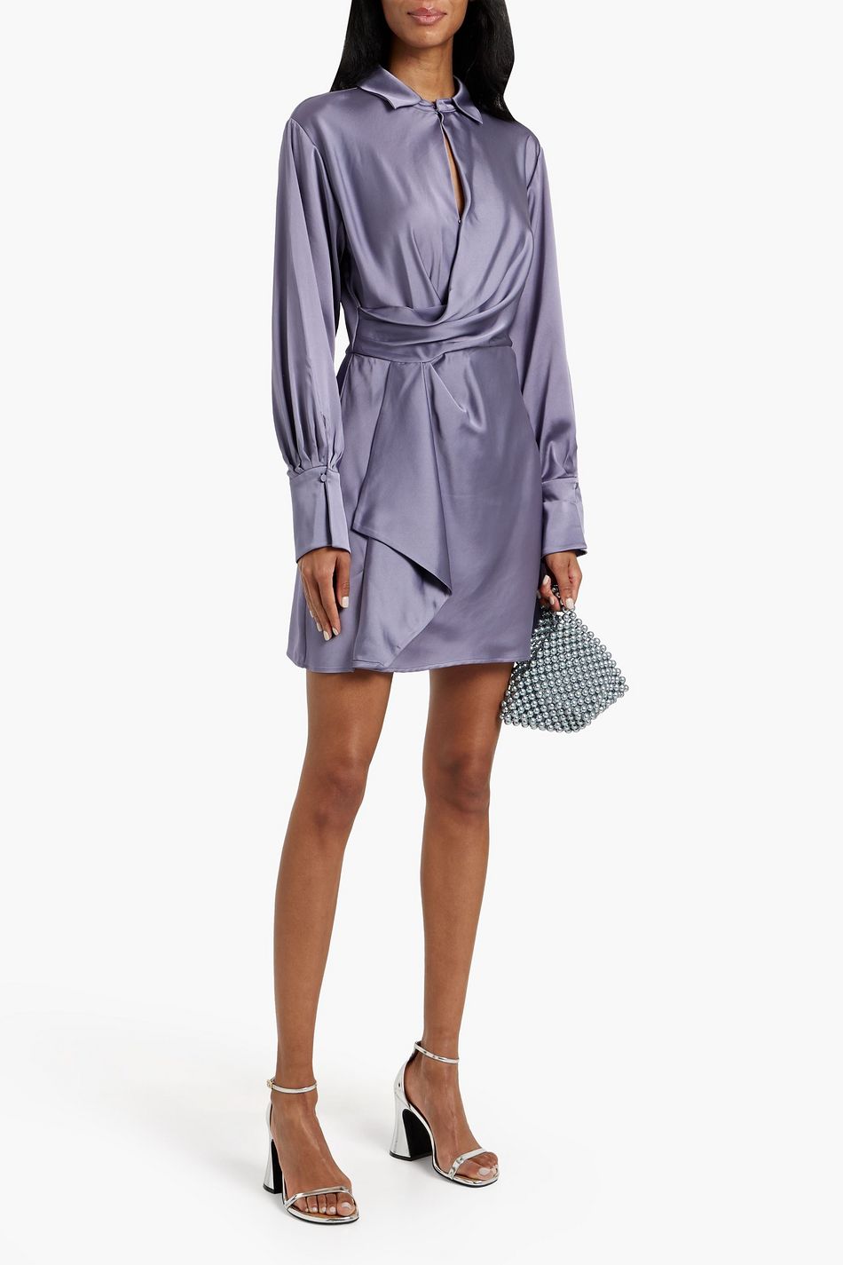 SIMKHAI Talit wrap-effect satin mini dress | THE OUTNET