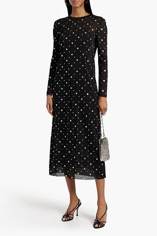 TIBI Glittered mesh midi dress | THE OUTNET