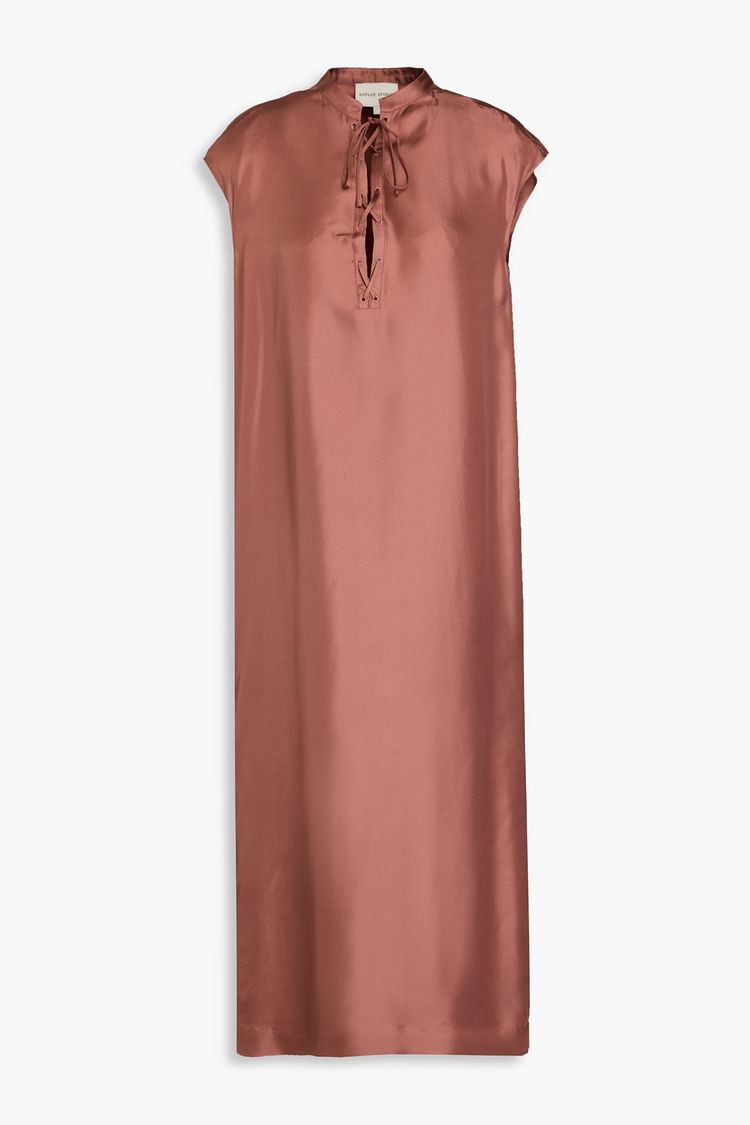LOULOU STUDIO Demeter lace-up silk-twill midi dress | THE OUTNET