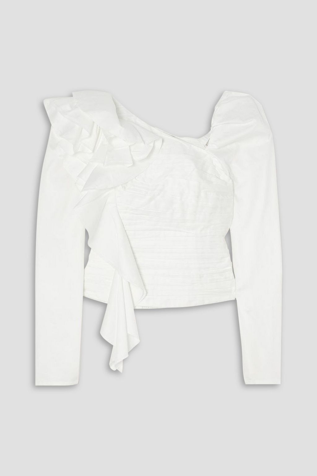 AJE. Adelia asymmetric ruffled cotton-poplin top | THE OUTNET