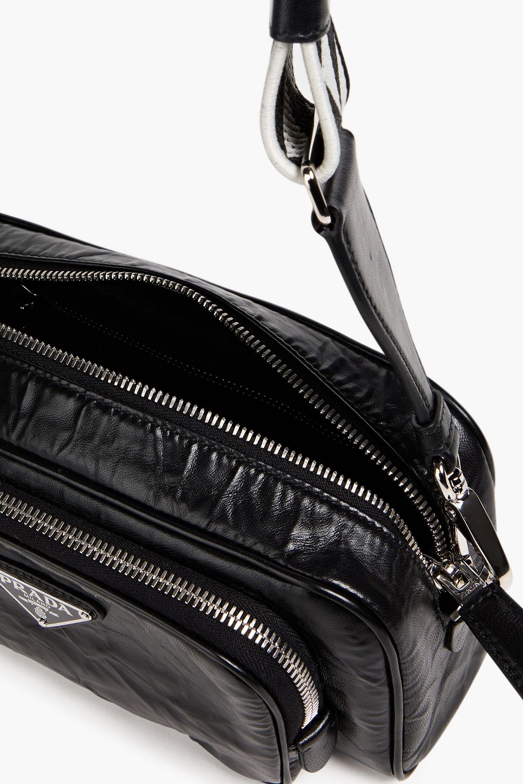 PRADA Crinkled-leather shoulder bag | THE OUTNET
