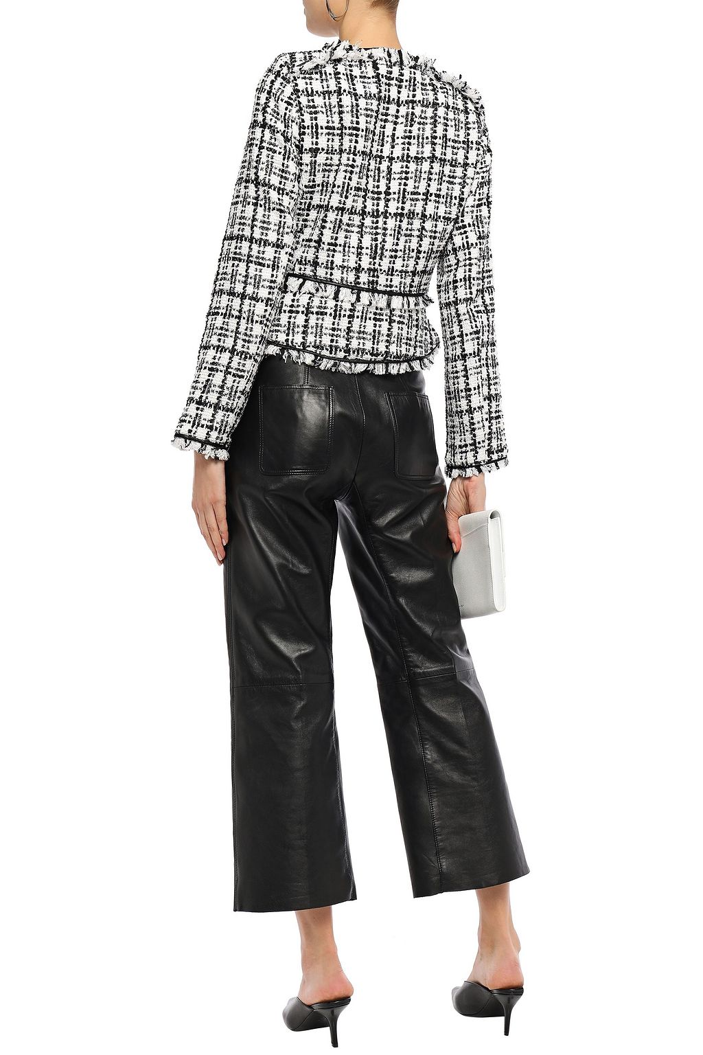 WALTER BAKER Baca faux leather-trimmed bouclé-tweed jacket | THE OUTNET