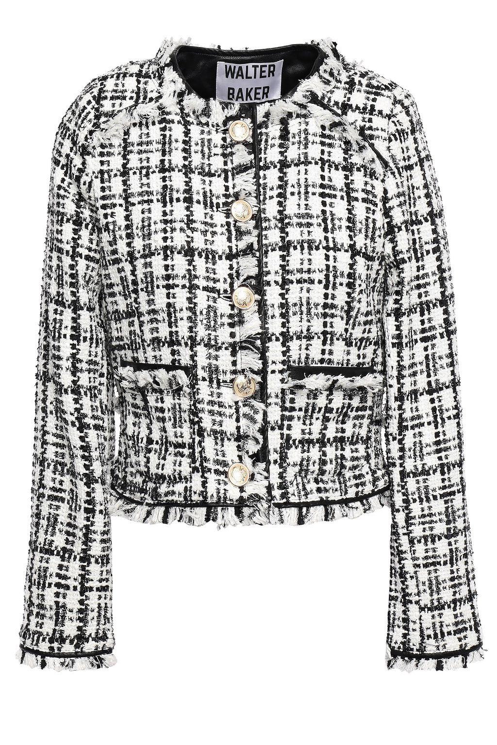 WALTER BAKER Baca faux leather-trimmed bouclé-tweed jacket | THE OUTNET
