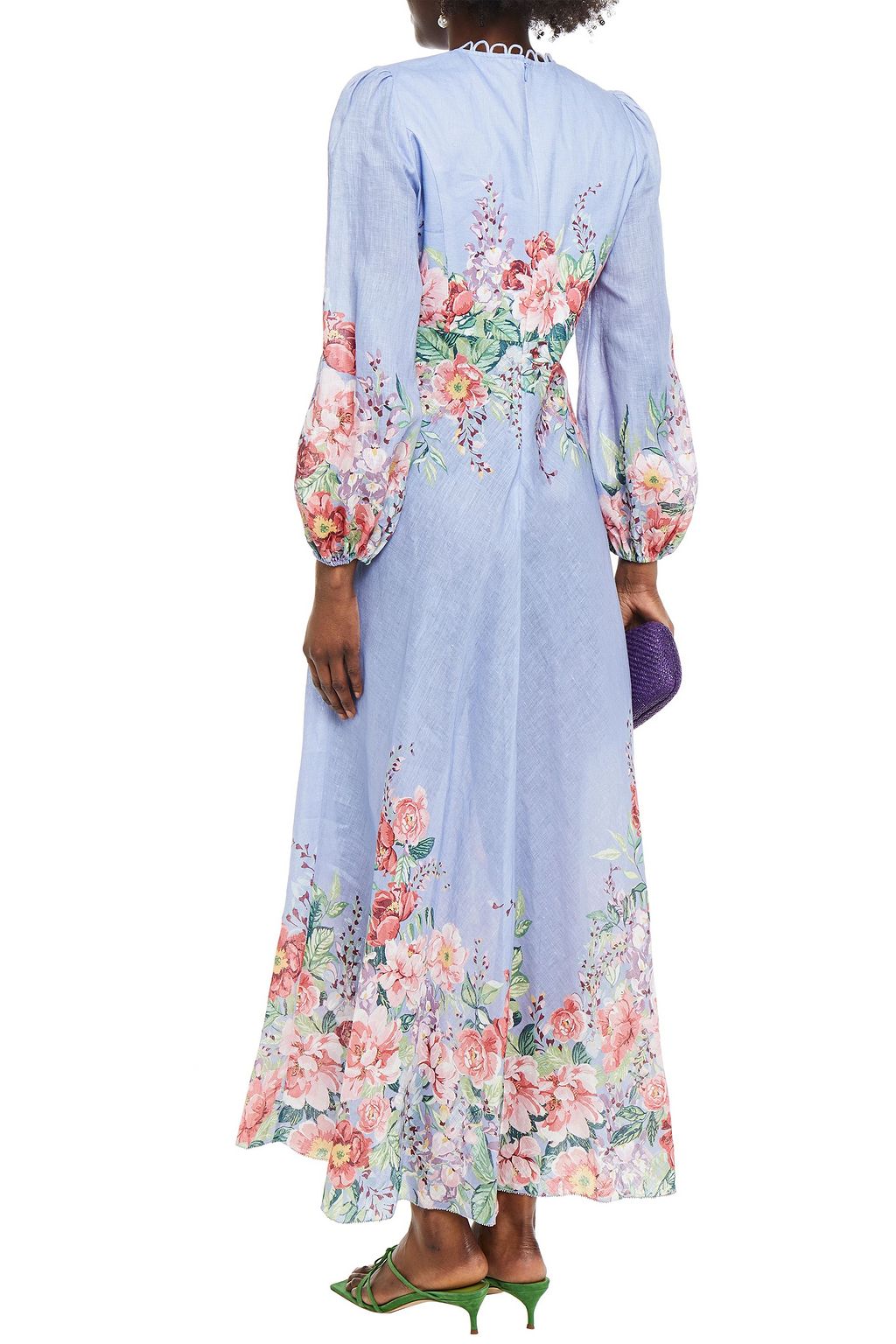 Zimmermann Gathered Floral Print Linen Maxi Dress The Outnet