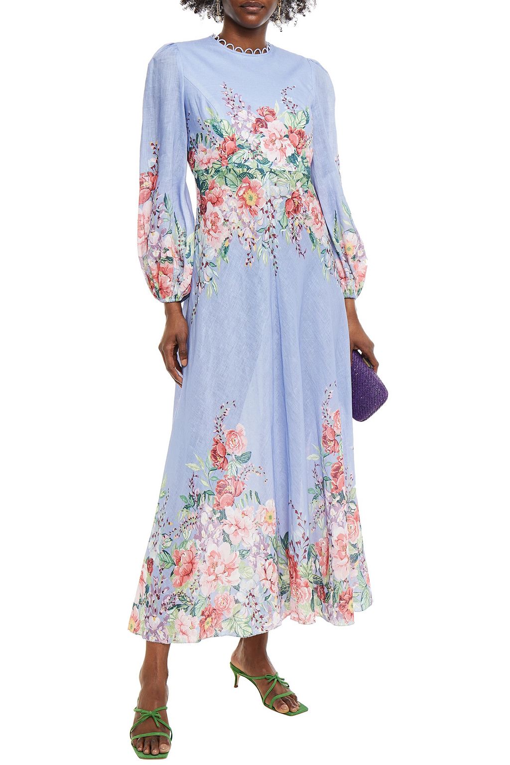 Zimmermann Gathered Floral Print Linen Maxi Dress The Outnet