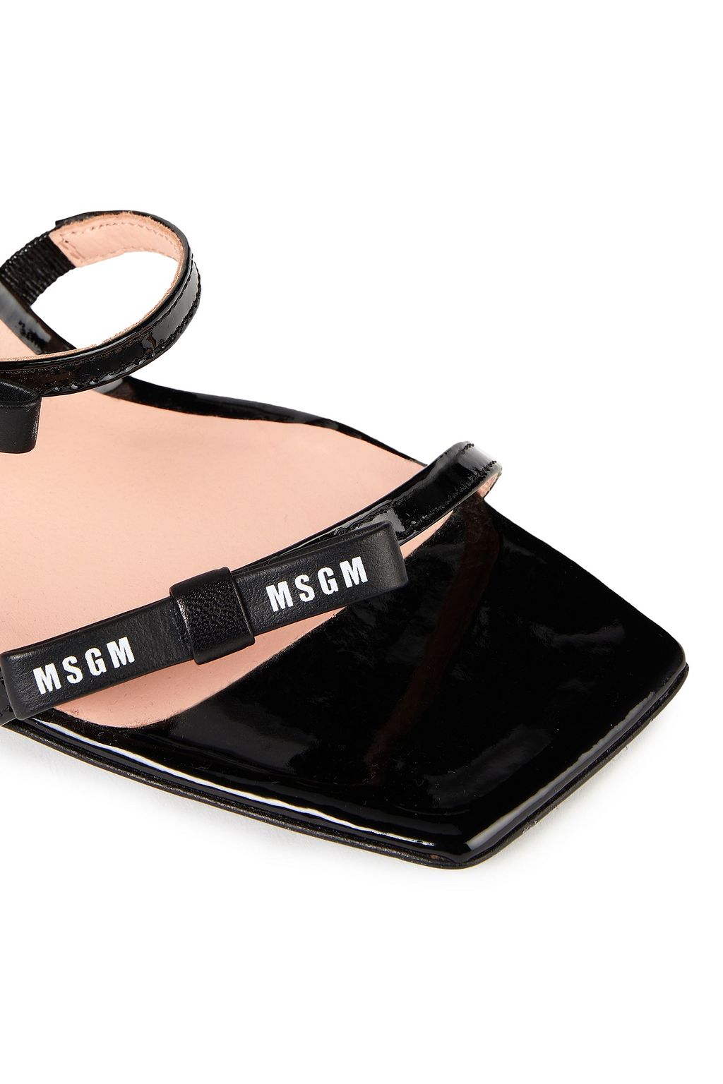 MSGM Bow-embellished logo-print patent-leather sandals | THE OUTNET