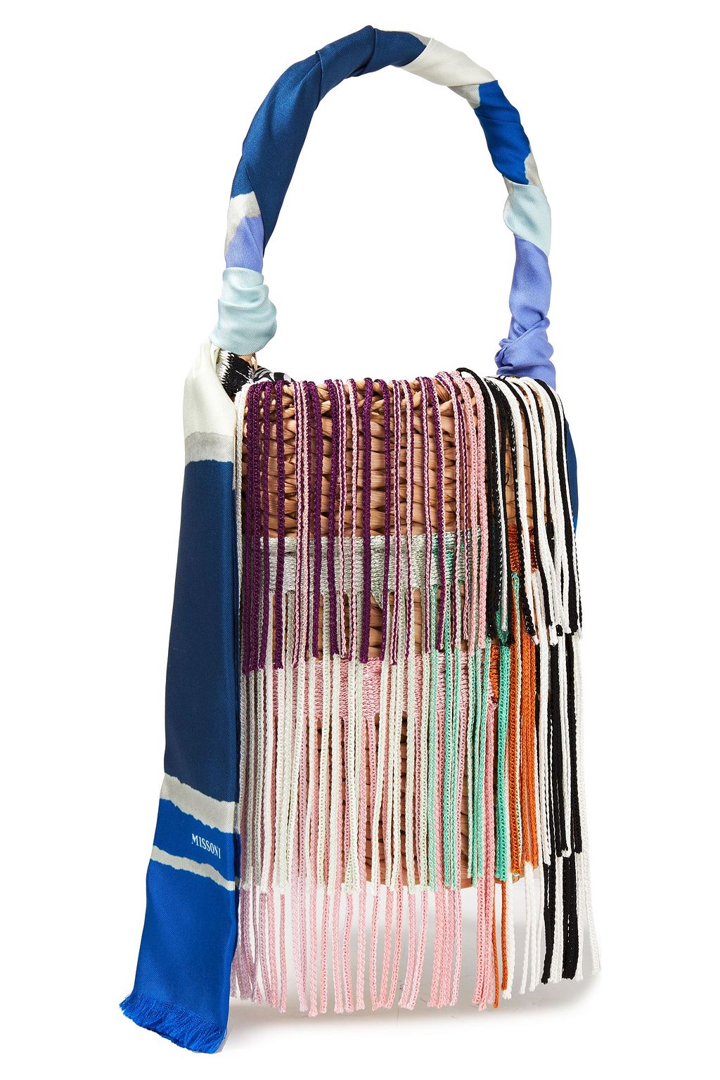 MISSONI Fringed crochet-knit and straw bucket bag | THE OUTNET