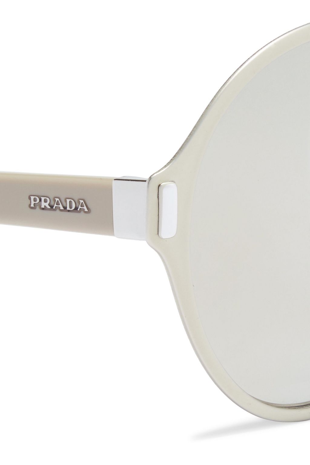 PRADA Round-frame silver-tone and acetate mirrored sunglasses | THE OUTNET