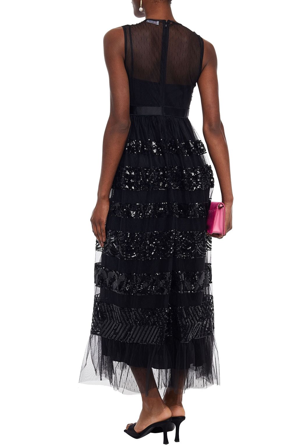 Redvalentino Embellished Gathered Point Desprit Tulle Midi Dress The